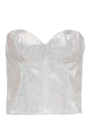 Costarellos Embellished Bustier Top - Silver
