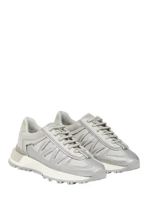MAISON MARGIELA Leather-trimmed Low-top Sneakers - Silver