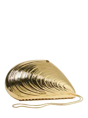 Simkhai Bridget Metal Shell Clutch - Gold