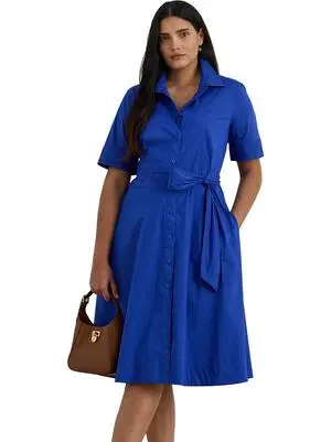 Ralph Lauren Belted Cotton-blend Shirt Dress - Cruise Royal