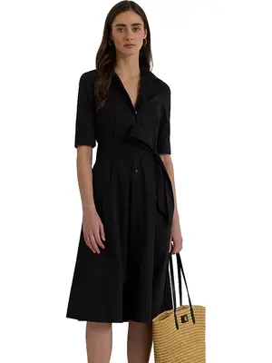 Ralph Lauren Belted Cotton-blend Shirt Dress - Polo Black