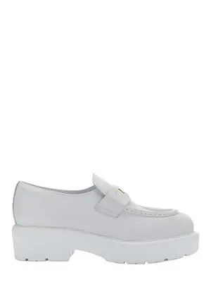 Miu Miu Leather Platform Loafers - White