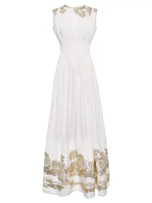 Costarellos Eliza Embroidered Maxi Dress - White