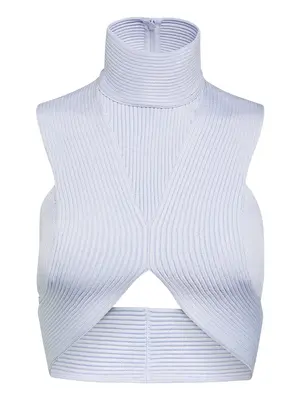Alaïa Ribbed-knit Crop Top - Blue