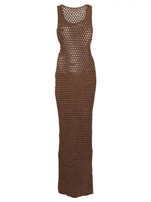 Sir The Label Aline Cutout Crochet Midi Dress - Brown