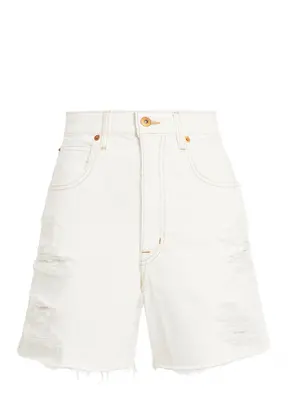SLVRLAKE Dakota Distressed Denim Shorts - Ivory