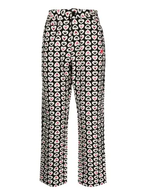 CLOT Graphic-print Straight-leg Trousers - Black