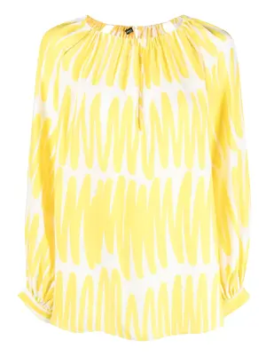 Kiton Abstract-print Silk Blouse - Yellow