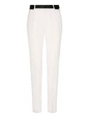 Dolce & Gabbana Stretch-wool Tuxedo Trousers - White