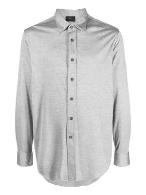 Brioni Mélange-effect Button Shirt - Grey