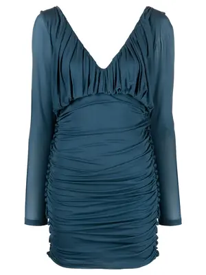 Saint Laurent Draped Mini Dress - Blue