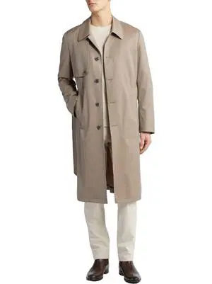 Cardinal Of Canada Water Repellent Wool Overcoat - Khaki Herringbone