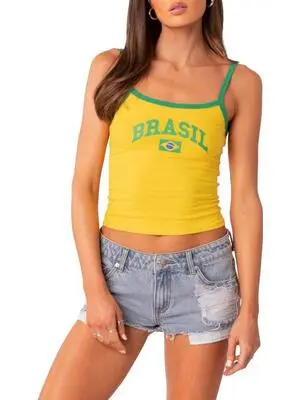 EDIKTED Brasil Crop Tank - Yellow