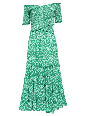 Poupette St Barth Soledad Floral Midi Dress - Blue