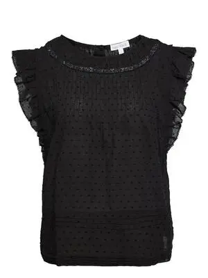 Poupette St Barth Galia Ruffle-trimmed Top - Black