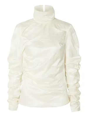 Acne Studios Crinkled-satin Turtleneck Top - White