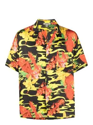 PHIPPS Floral-print Bowling Shirt - Black