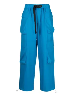 BONSAI Buckle-fastening Belted Cargo Trousers - Blue
