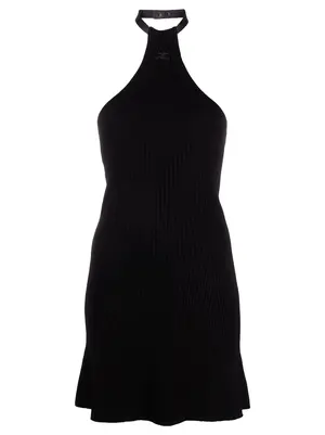 COURREGES Ribbed-knit Halterneck Mini Dress - Black