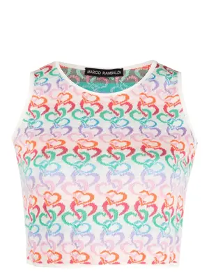 MARCO RAMBALDI Intarsia-knit Cropped Top - White