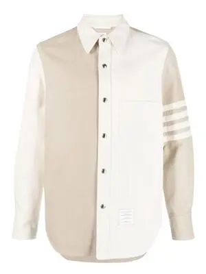 Thom Browne 4-bar Patchwork Denim Shirt - Neutrals
