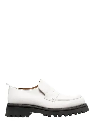 Moma Penny-slot Leather Loafers - White