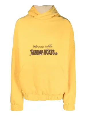 ROBYN LYNCH Slogan Embroidery Oversized Hoodie - Yellow