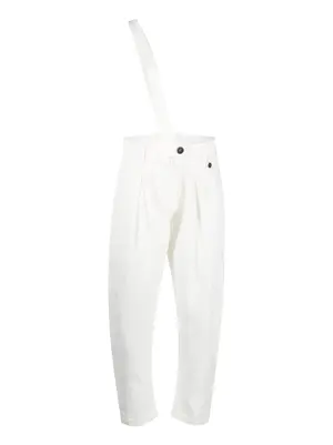 Isabel Benenato High-waisted Linen Trousers - White