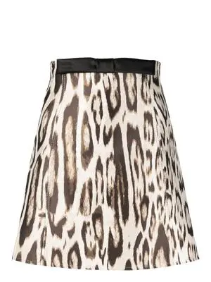 Giambattista Valli Animal-print Mini Skirt With Bow Detail - Neutrals
