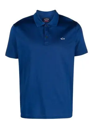 Paul & Shark Logo-patch Organic-cotton Polo Shirt - Blue
