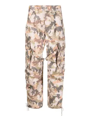 Isabel Marant Elore Abstract-print Cotton Trousers - Neutrals