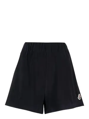 Moncler Logo-patch Velour Shorts - Blue