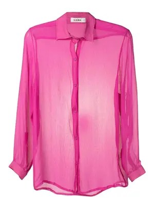 AMIR SLAMA Sheer Crinkled Silk Shirt - Pink