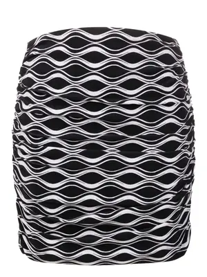 AMIR SLAMA Ruched Wave-print Mini Skirt - Black