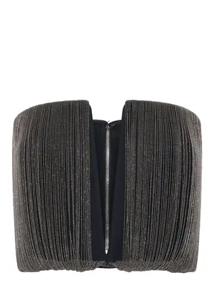 DION LEE Beaded Plunge Tank Top - Black