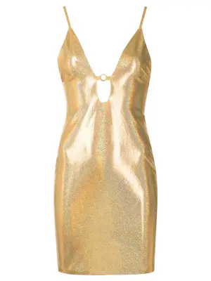 AMIR SLAMA Fitted Metallic Mini Dress - Gold
