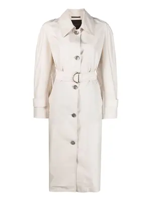 MOORER Belted Single-breasted Coat - Neutrals