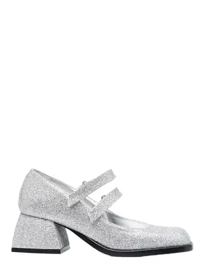 NODALETO Glitter-detail Leather Pumps - Silver