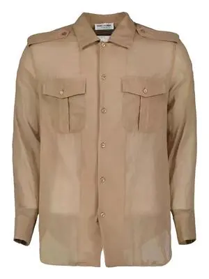 Saint Laurent Long-sleeve Button-fastening Shirt - Neutrals