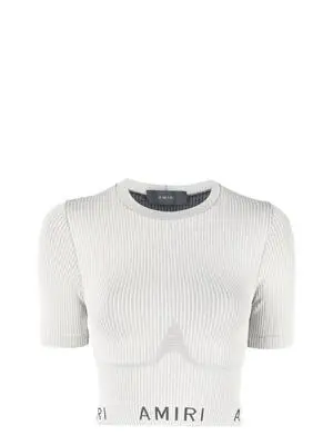 Amiri Ribbed Knit Performance Top - Neutrals