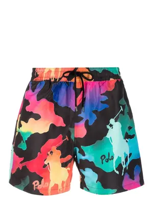 Polo Ralph Lauren Graphic-print Drawstring Shorts - Black