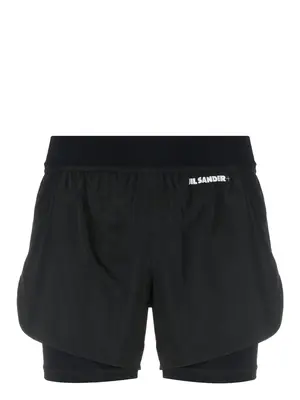 JIL SANDER Logo-print Layered Shorts - Black