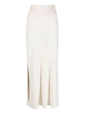 Brunello Cucinelli Satin Midi Skirt White
