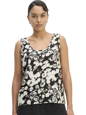 Everlane Linen Scoop-Neck Tank Black/bone White Floral