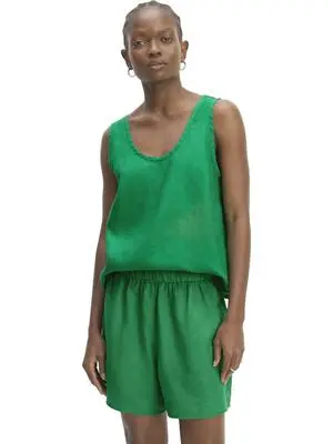 Everlane Linen Scoop-Neck Tank Grass Green