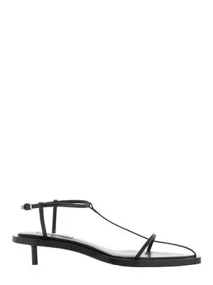 JIL SANDER Leather Mid-heel Sandals With Buckle Fastening - Black