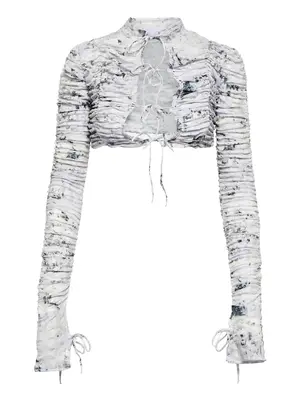ROBERTA EINER Roberta Einer Tie-front Printed Cropped Cardigan