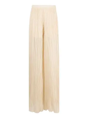 Alberta Ferretti Pleated Silk Trousers - Neutrals