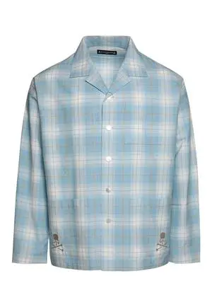 MASTERMIND WORLD Open Collar Plaid Shirt - Blue