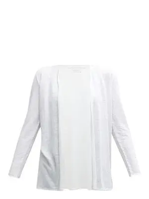 Majestic Filatures Majestic Filatures Stretch Linen Open-Front Cardigan Blanc